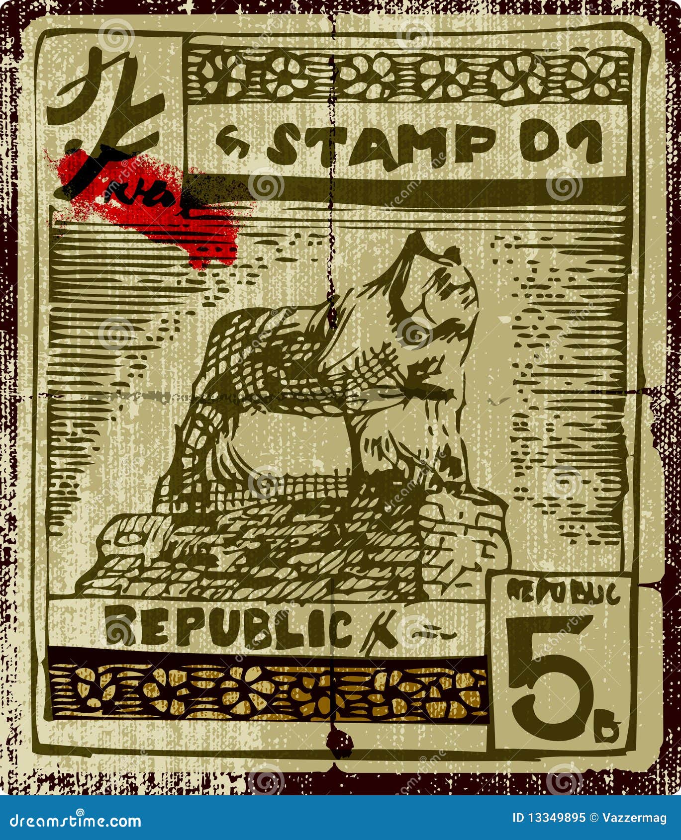 Old vintage stamp. editorial image. Illustration of republic - 13349895