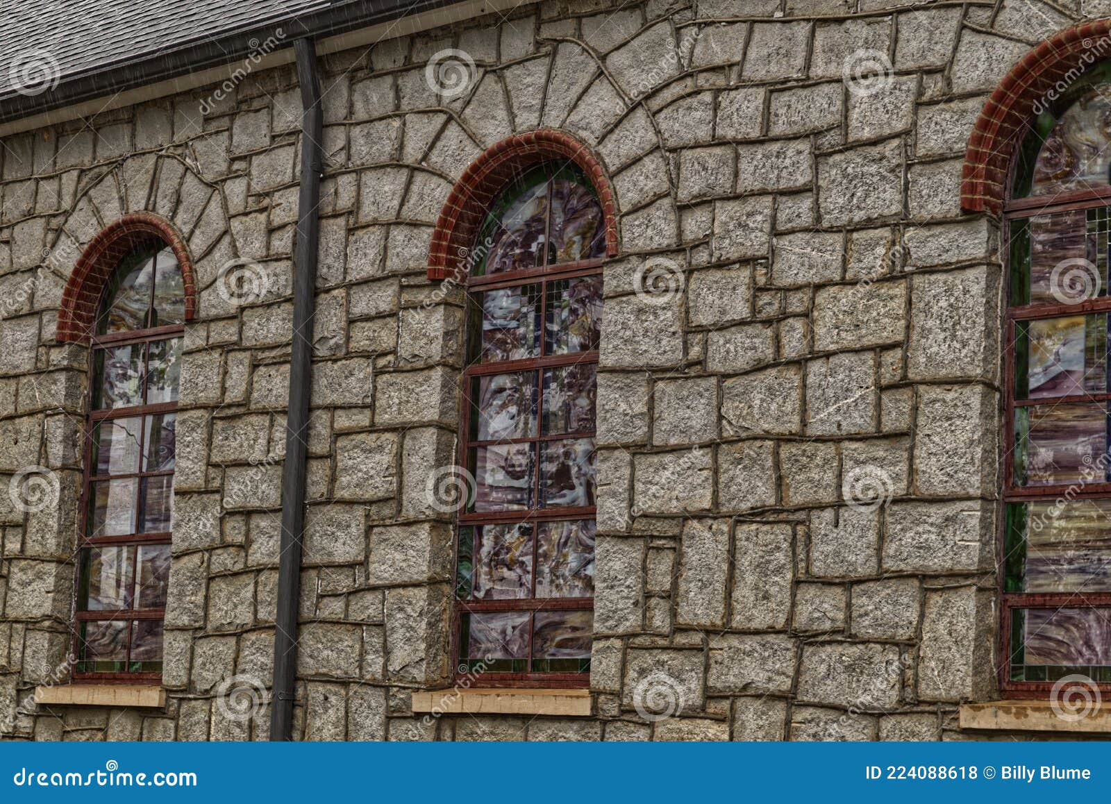 Old Vintage Stone Texture Wall and Rustic Windows Stock Photo - Image ...