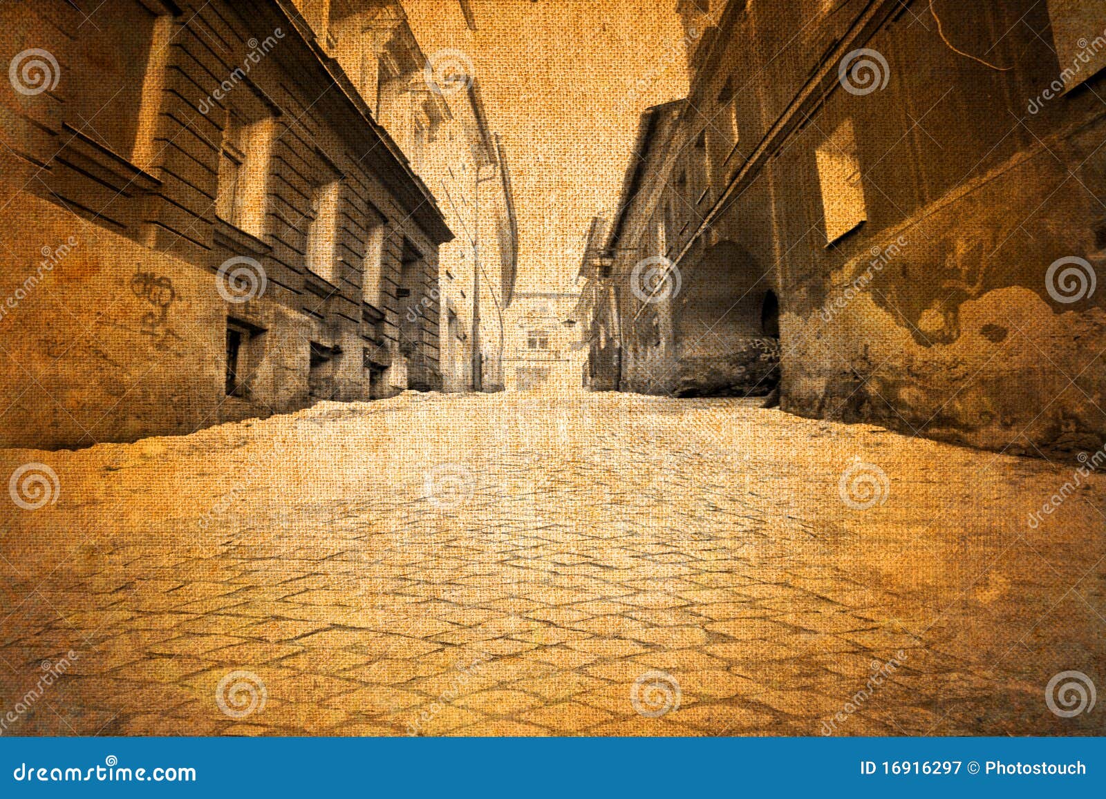 Old vintage street view stock illustration. Illustration of background ...
