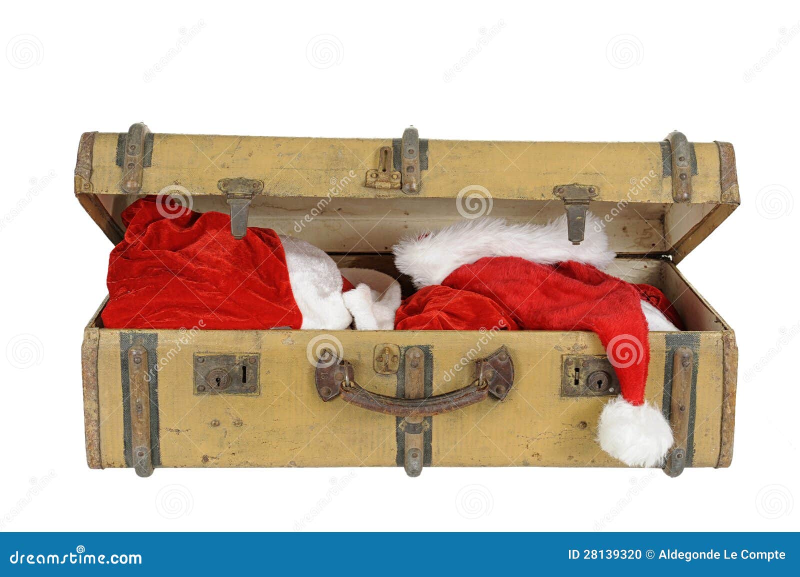 Old Vintage Suitcase with Santa Clothes, Stock Photo - Image of trip ...