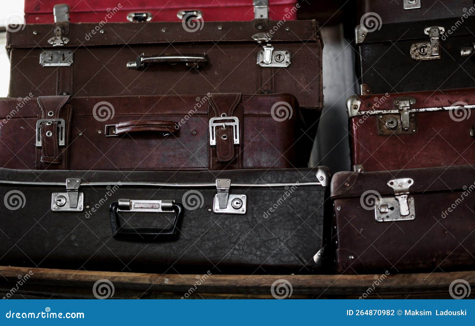 Old vintage suitcases stock photo. Image of antiquity - 264870982