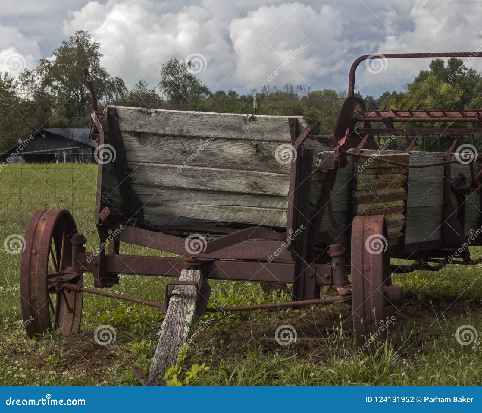 Old Vintage Thresher in Front of Abandoned Barn Stock Photo - Image of ...