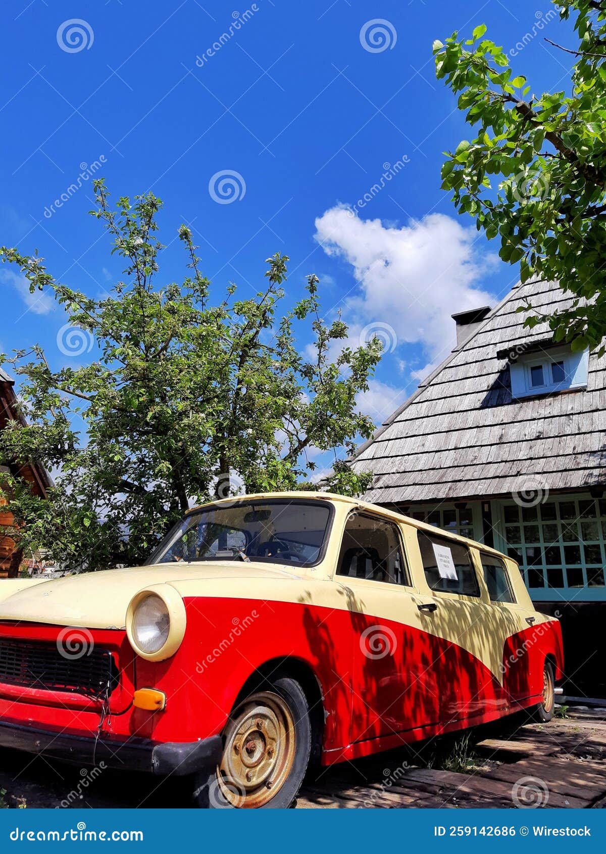Old, Vintage Trabant 601 Parked in Front of a House, Vertical Stock ...