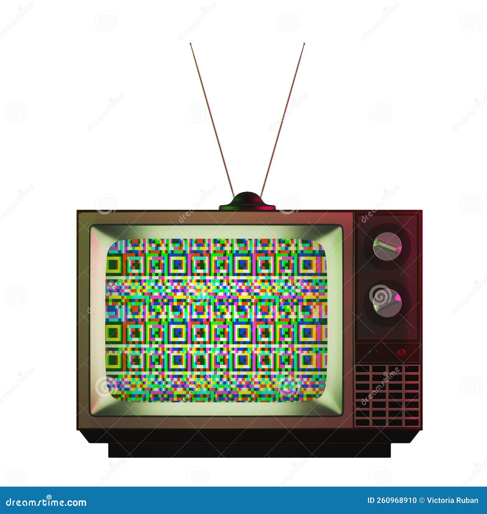 Old Vintage TV with Glitch Screen Stock Photo - Illustration of design ...