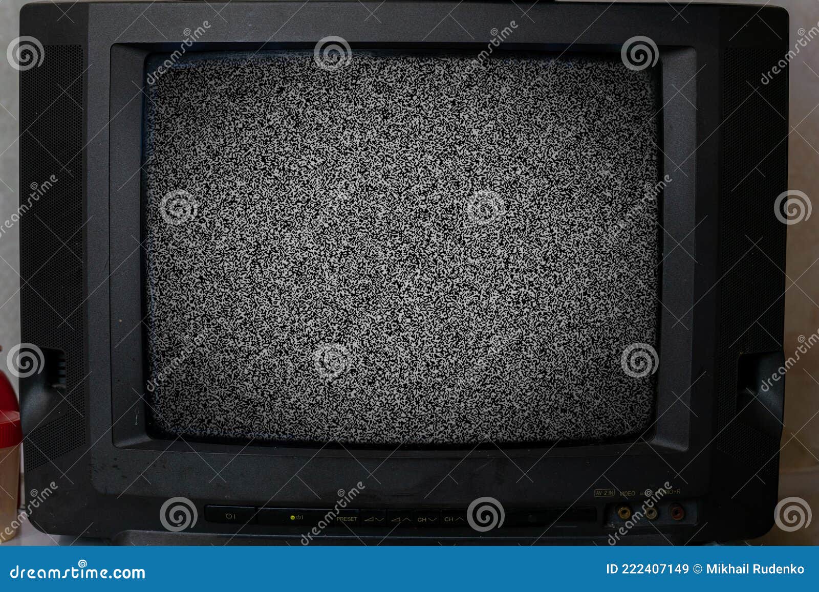 The Old Vintage Tv with Noise Texture at Home Stock Image - Image of ...