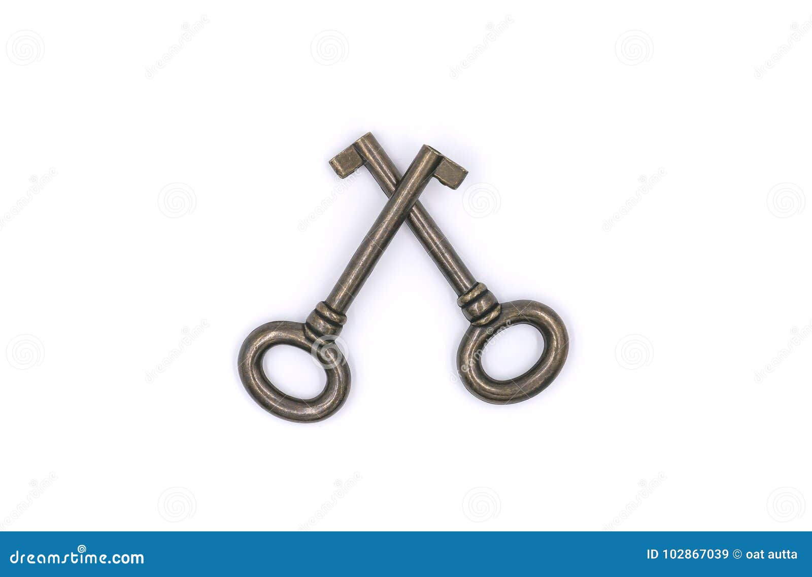 Old Vintage Two Key Isolated on White Background Stock Image - Image of ...