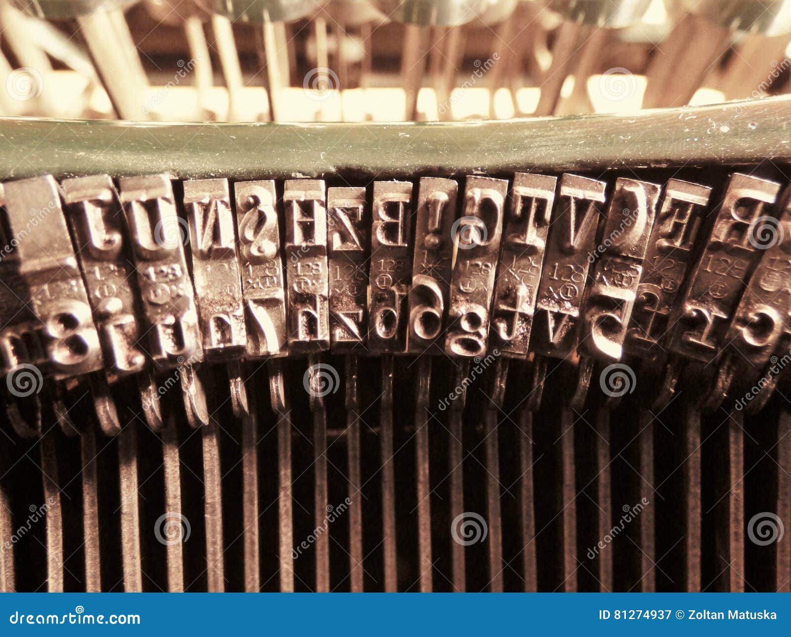 Old Vintage Typewriter Metal Letters Close Up Stock Image - Image of ...