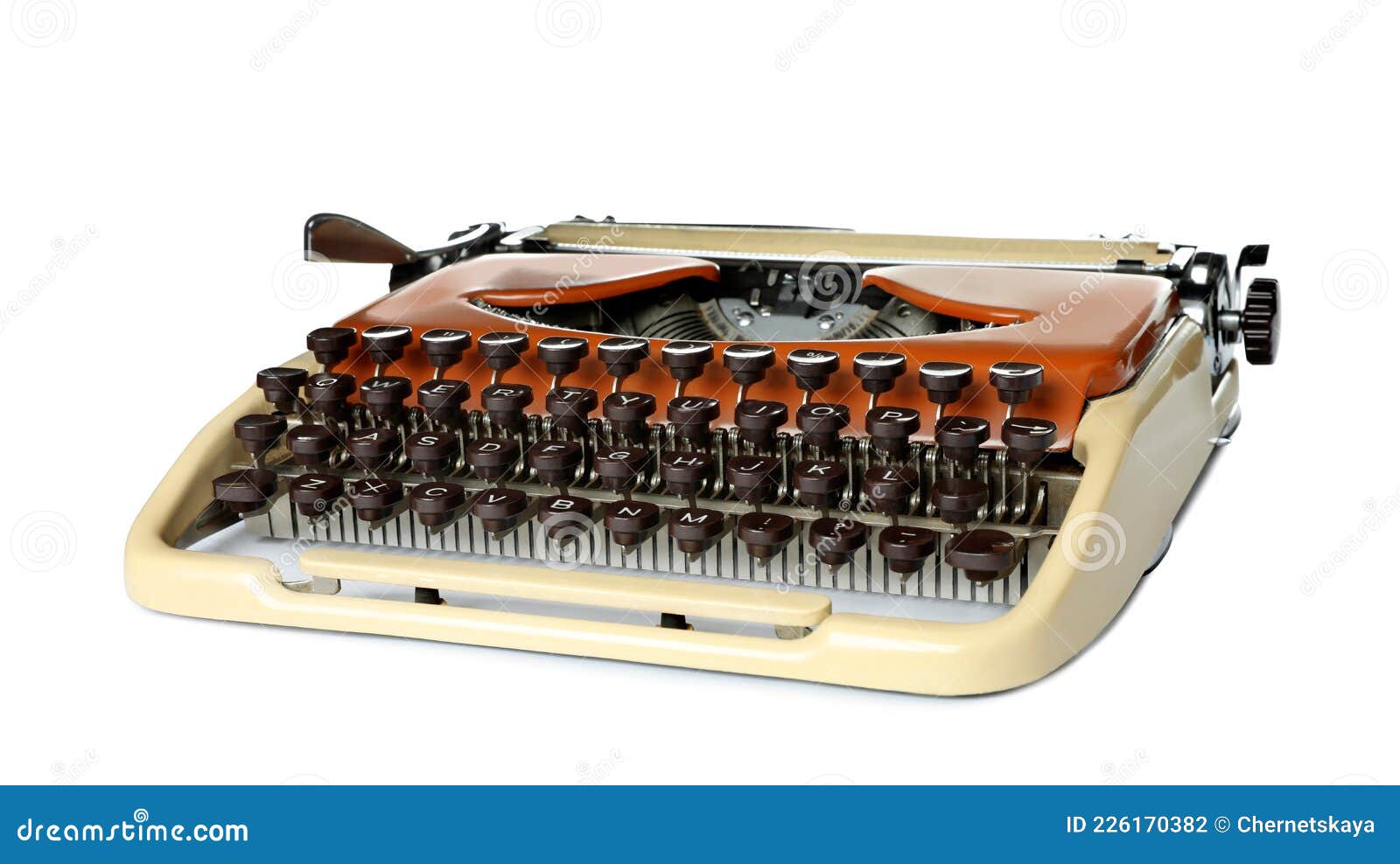 Old Vintage Typewriter Machine Isolated on White Stock Photo - Image of ...