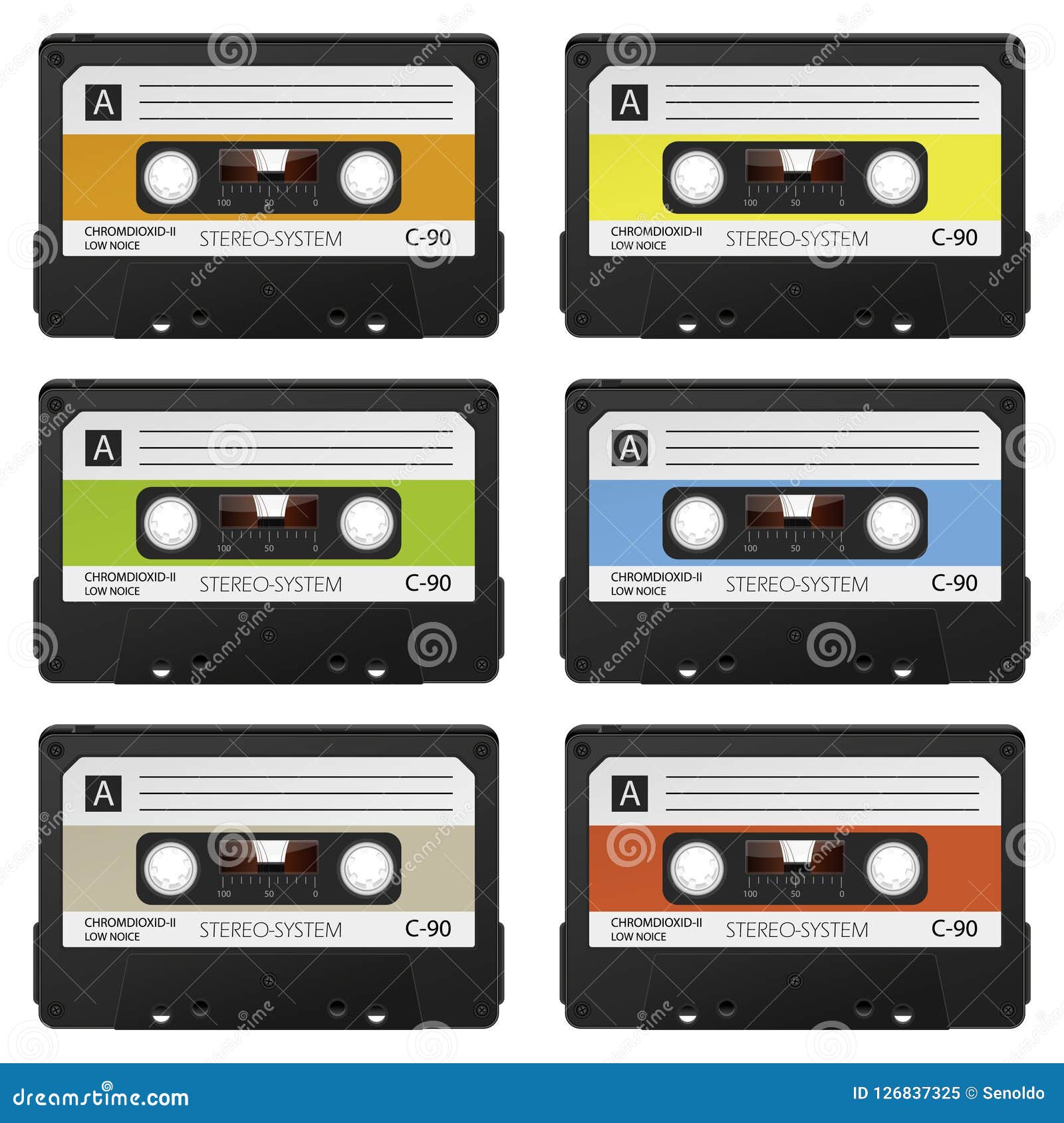 Audio Cassettes Collection - Colored And Realistic Vector Set Stock ...