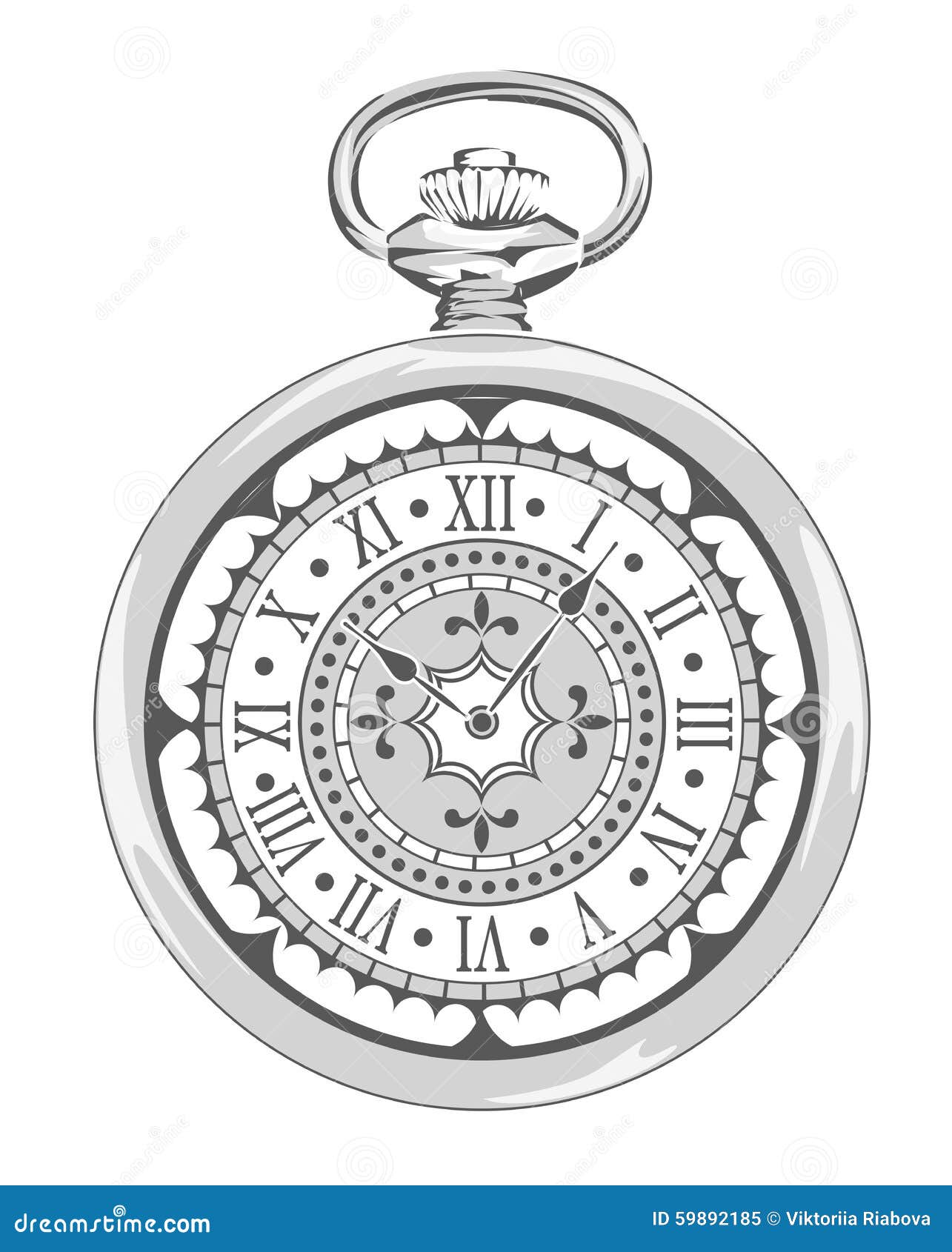 Old Vintage Watch with Decorative Face. Vector Illustration Stock ...