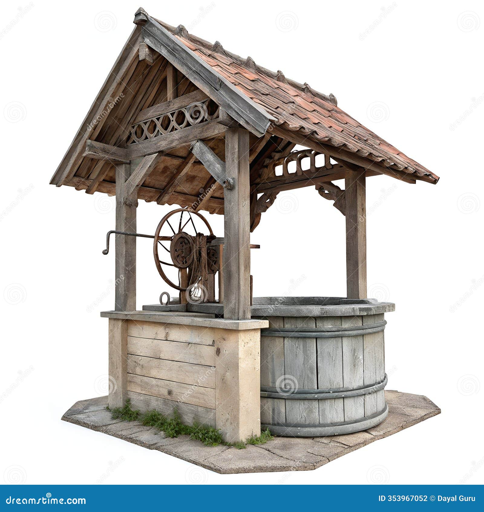 Old Vintage Well Isolated on White Background Stock Illustration ...