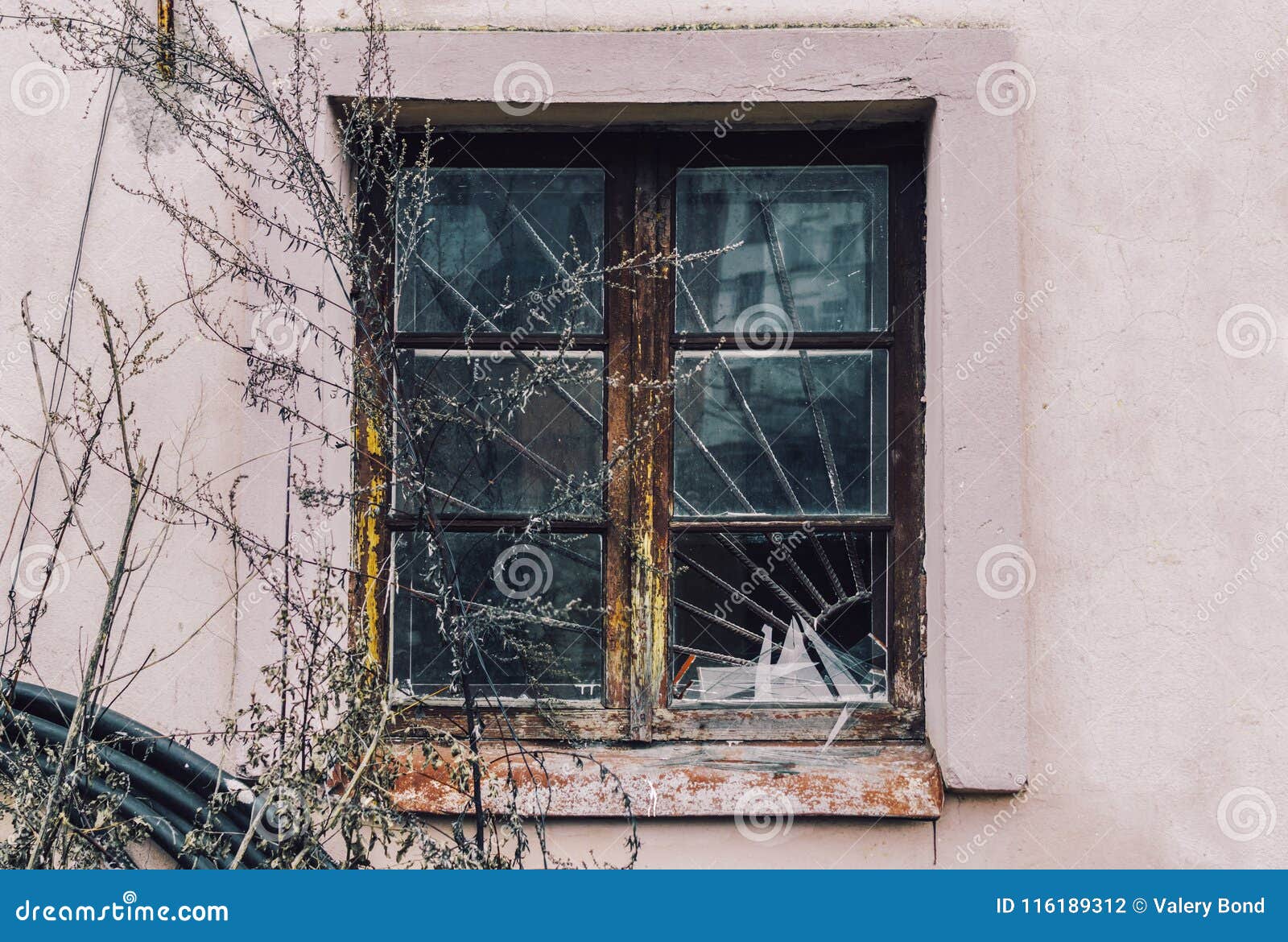 Old Damaged Window stock photo. Image of glass, abstract - 116189312