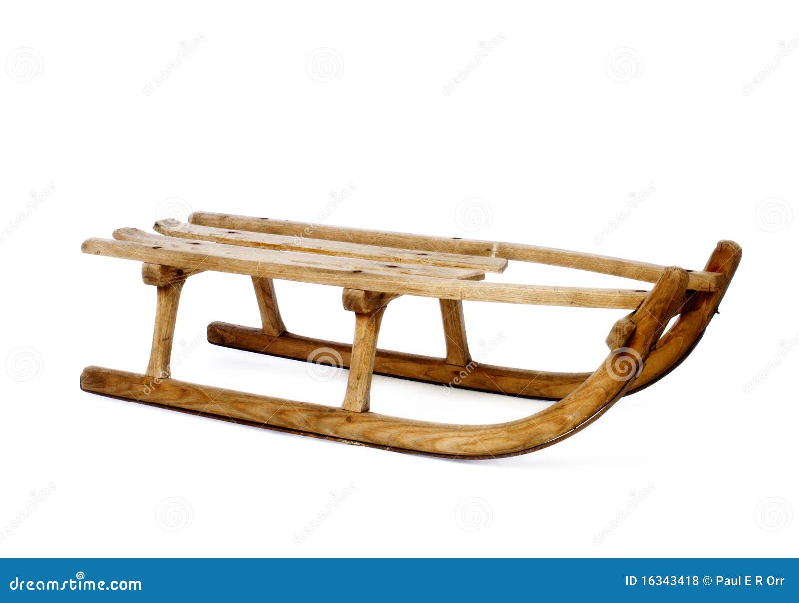 Old Vintage Wooden Sled On White Stock Photo - Image: 16343418