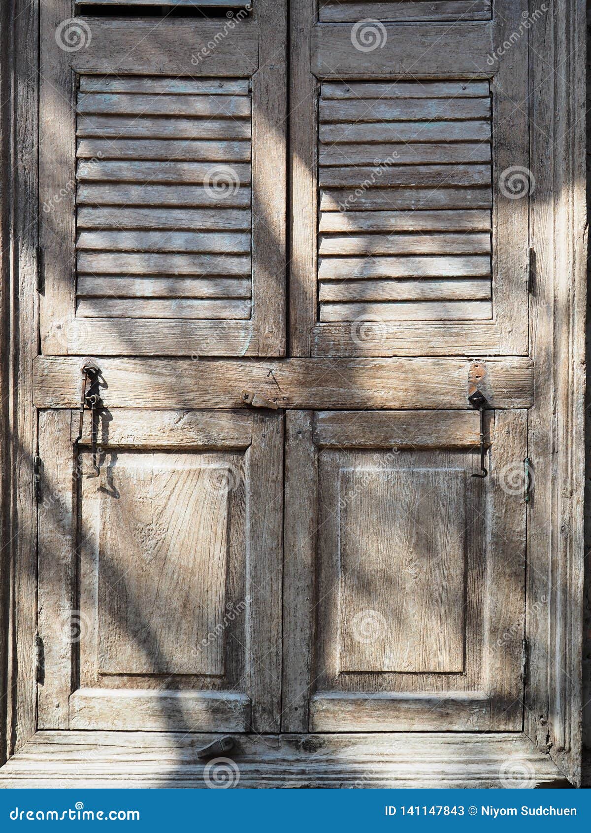 Old Vintage Wooden Window with Light and Shadow. Stock Image - Image of ...