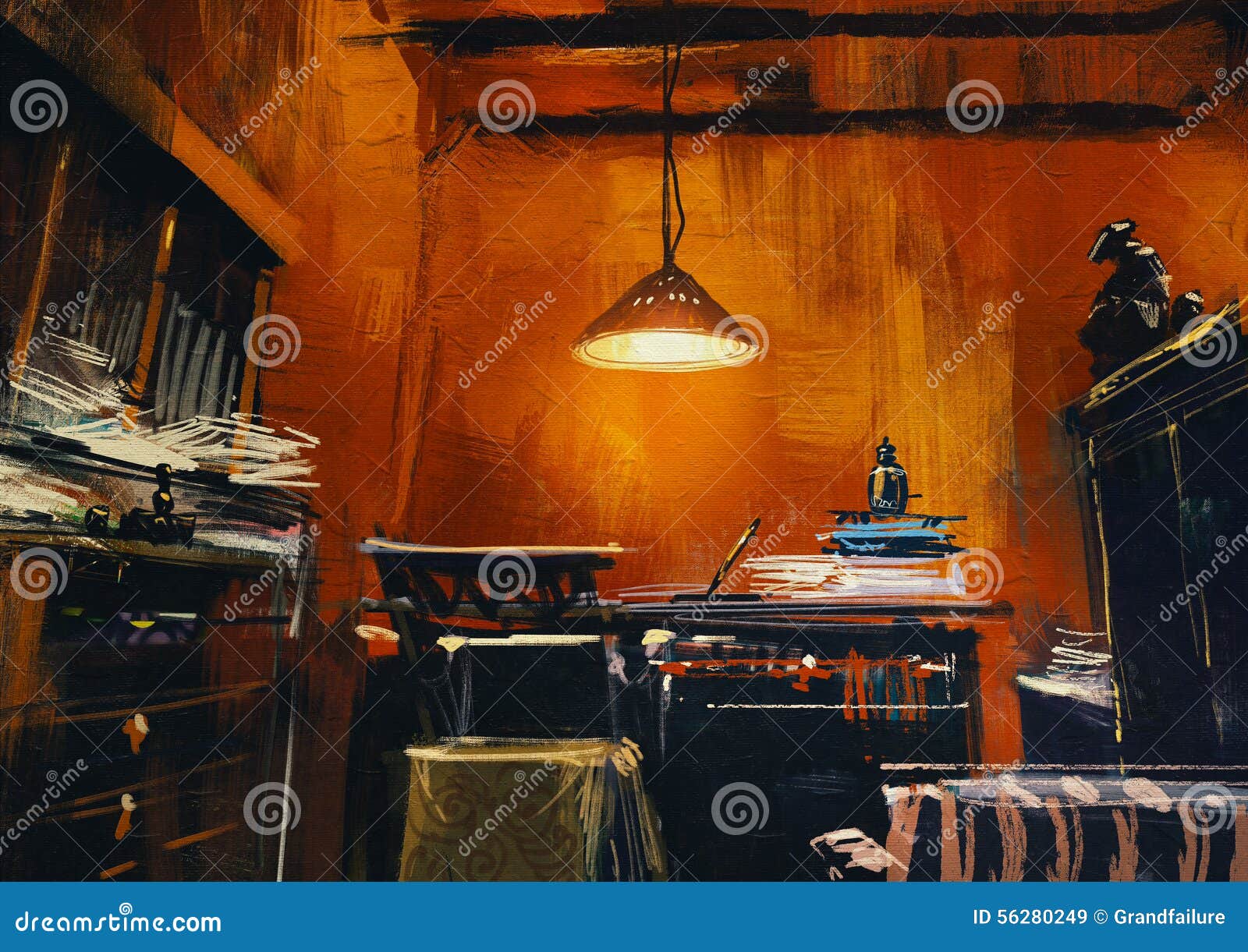 Old vintage workspace stock illustration. Illustration of design - 56280249