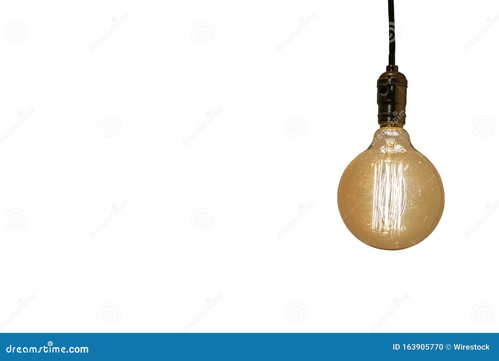 Old Vintage Yellow Electric Lightbulb Isolated on White Background ...