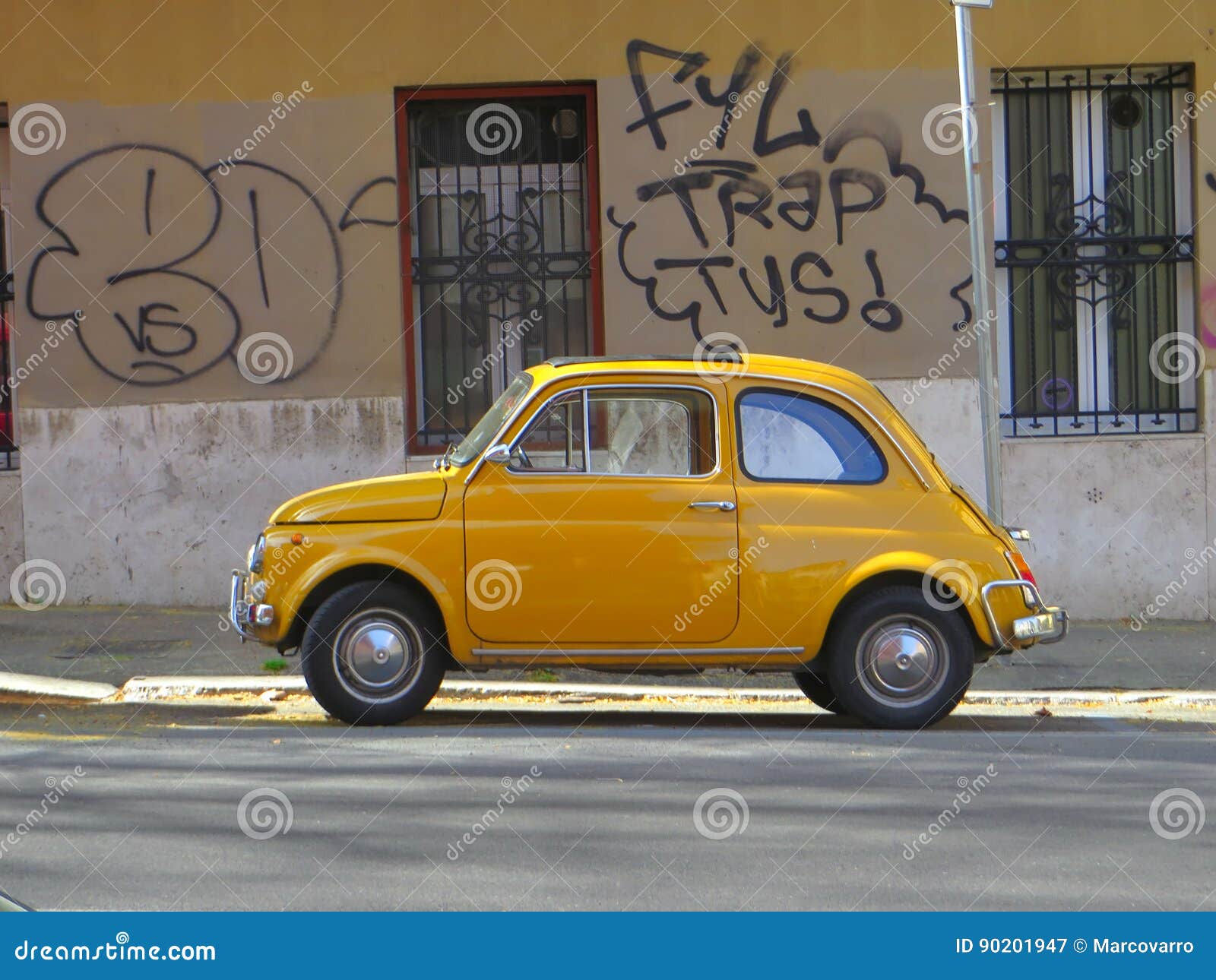 Old Vintage Yellow Italian Car Editorial Photography - Image of vintage ...