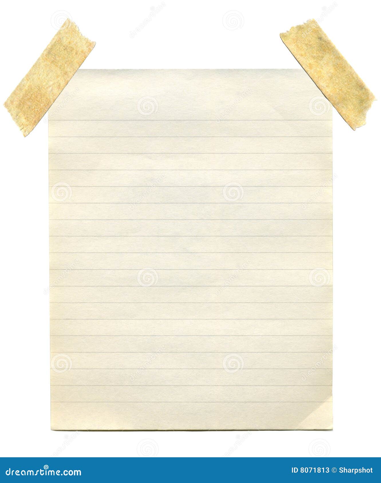 Old Vintage Yellowing Notepaper. Stock Image - Image of isolated, memo ...