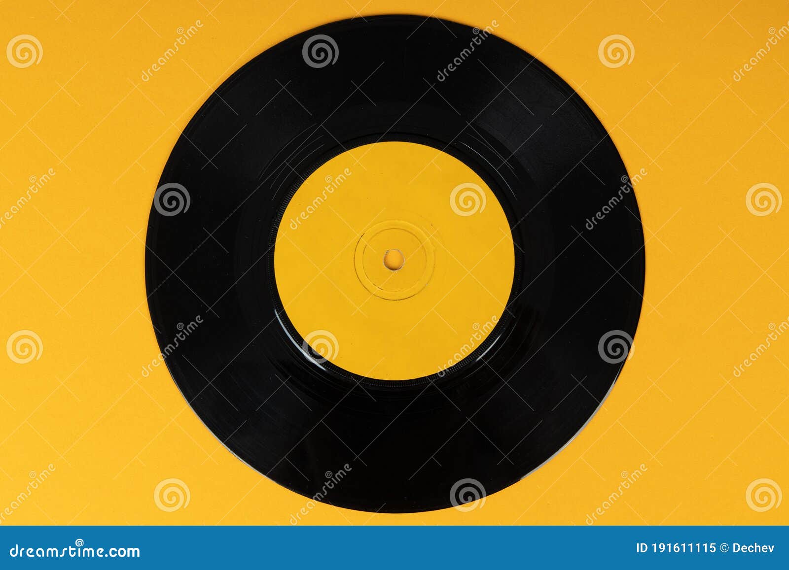 Old Vinyl Disc on Yellow Background. Old Vintage Vinyl Record Stock ...