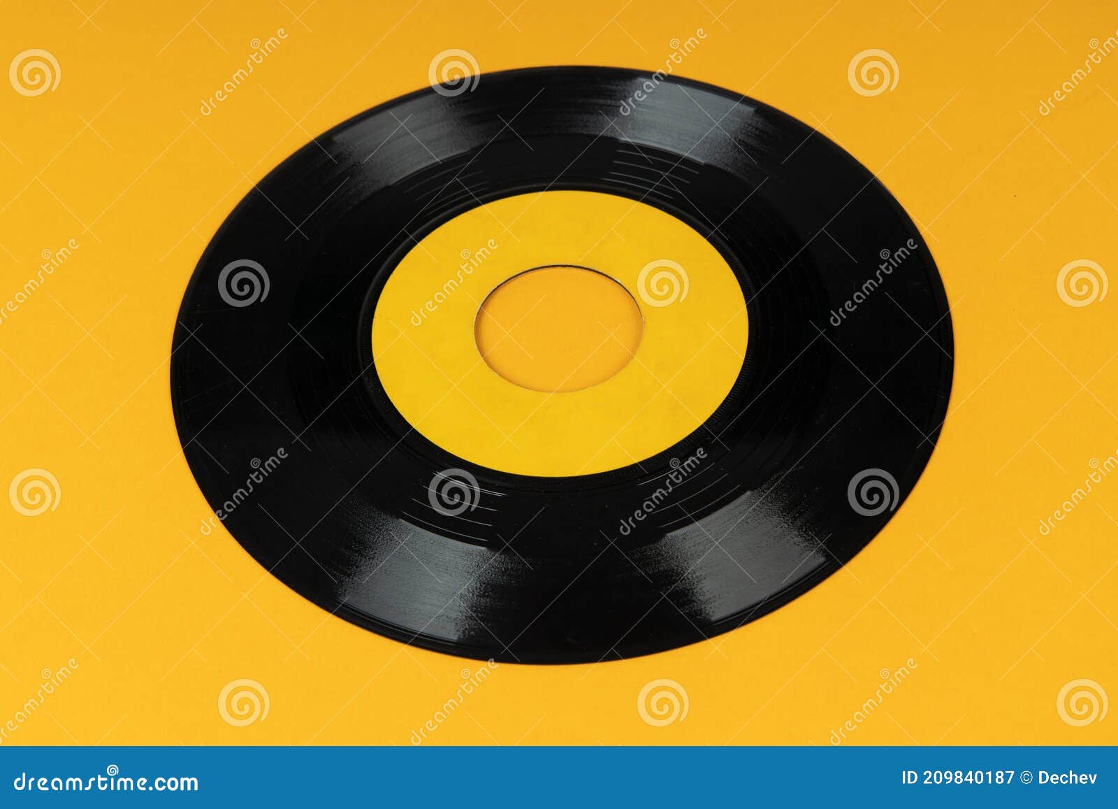 Old Vinyl Disc on Yellow Background. Old Vintage Vinyl Record Stock ...