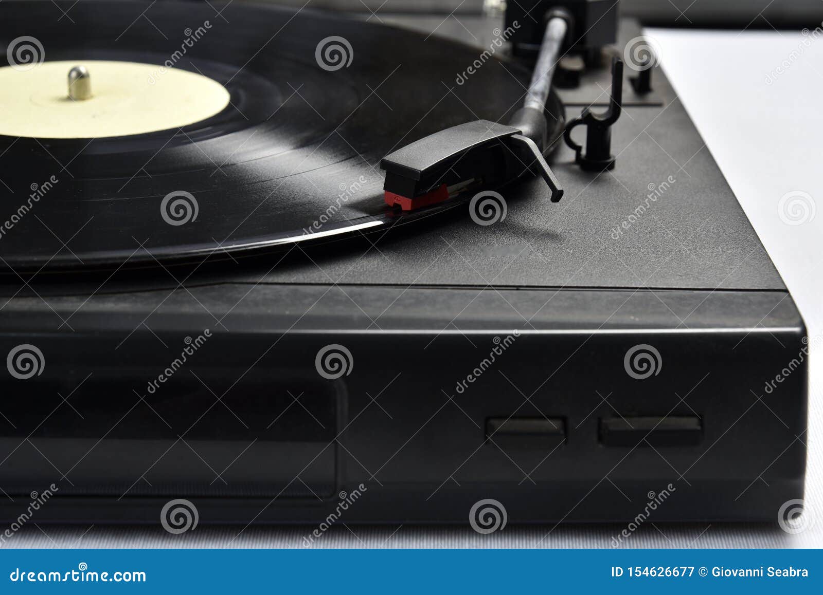 Old Vinyl Record Player on White Background Stock Image - Image of play ...