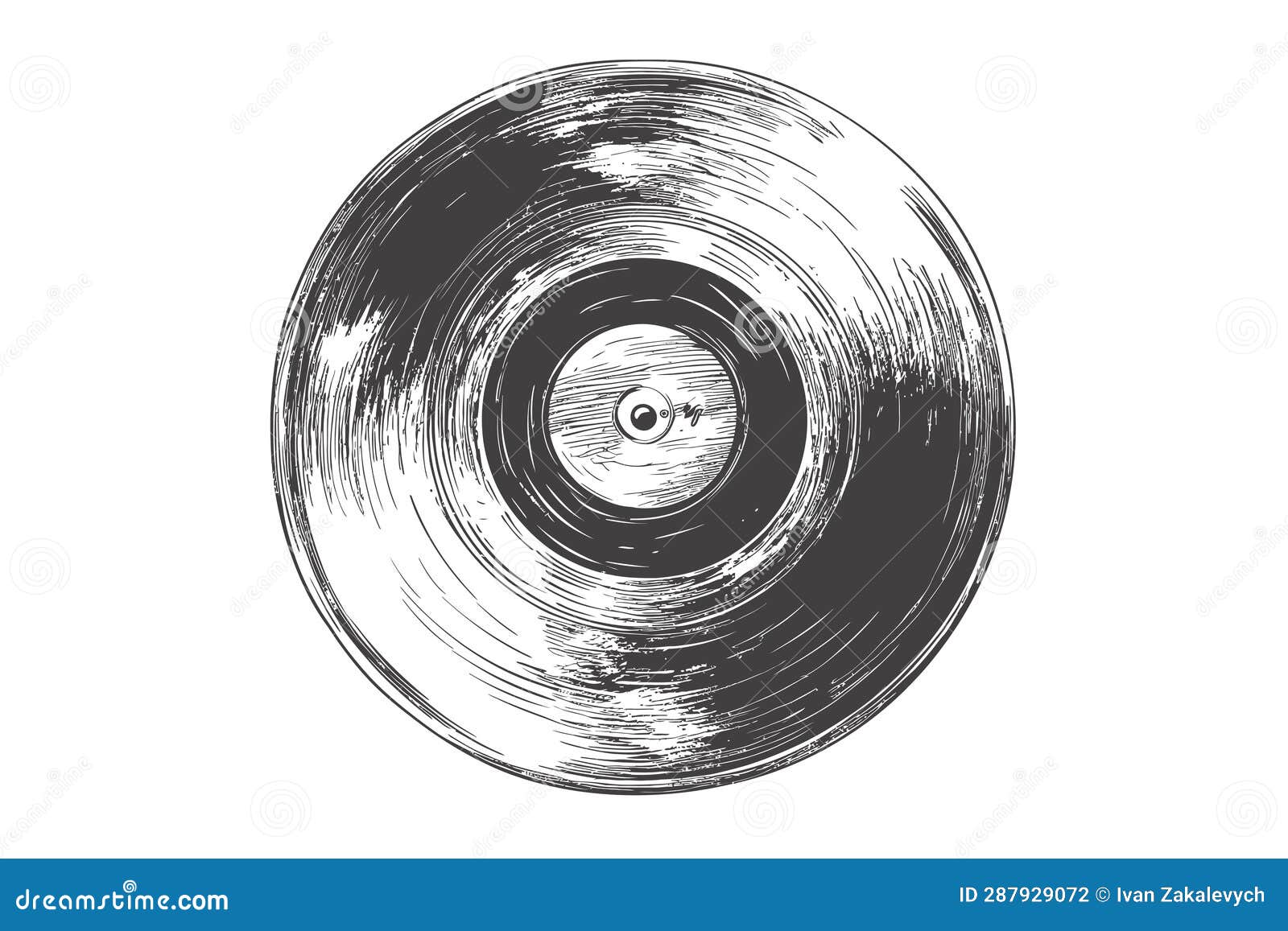 Old Vinyl Record Retro Hand Drawn Sketch. Vector Illustration Design ...
