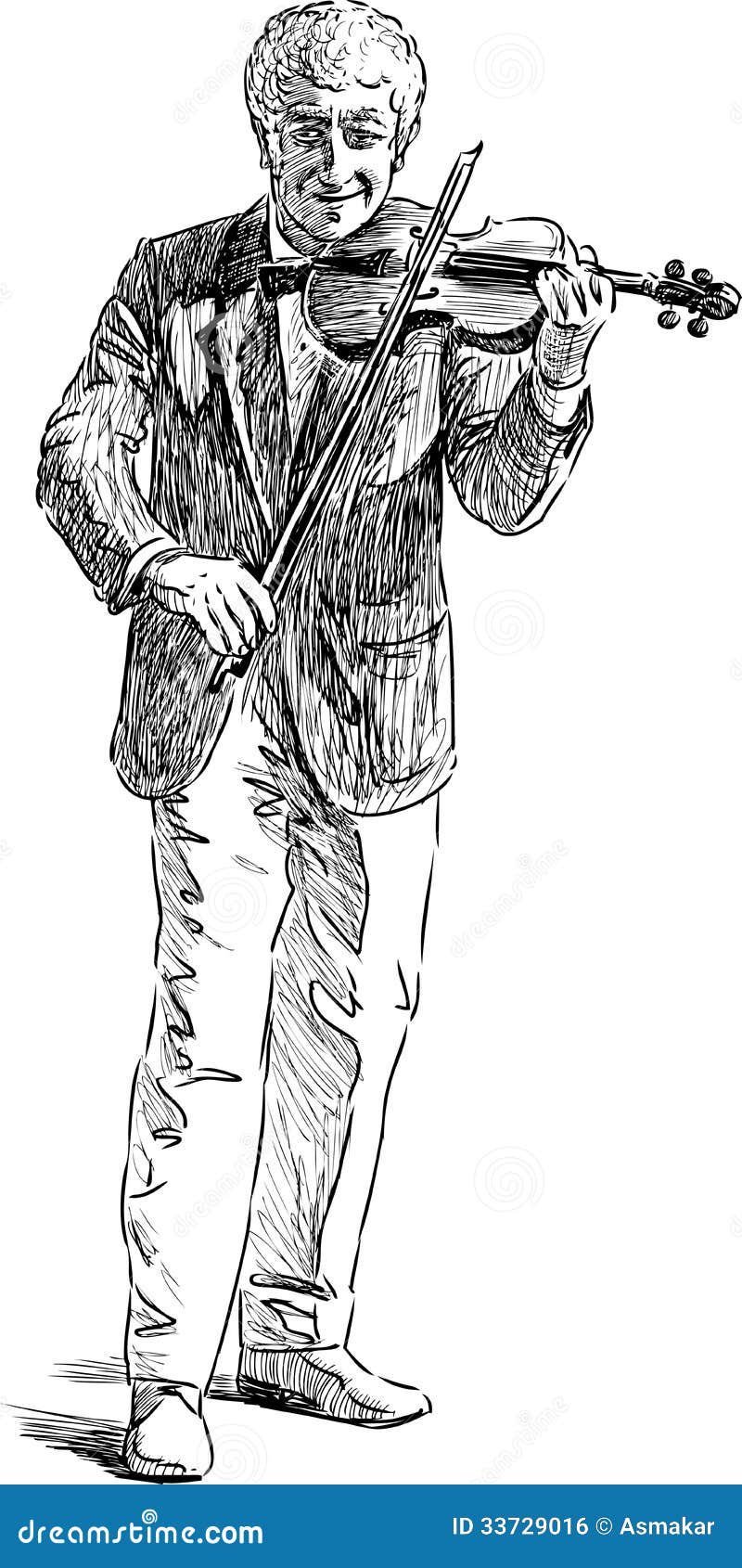 Old violinist stock vector. Illustration of performance - 33729016