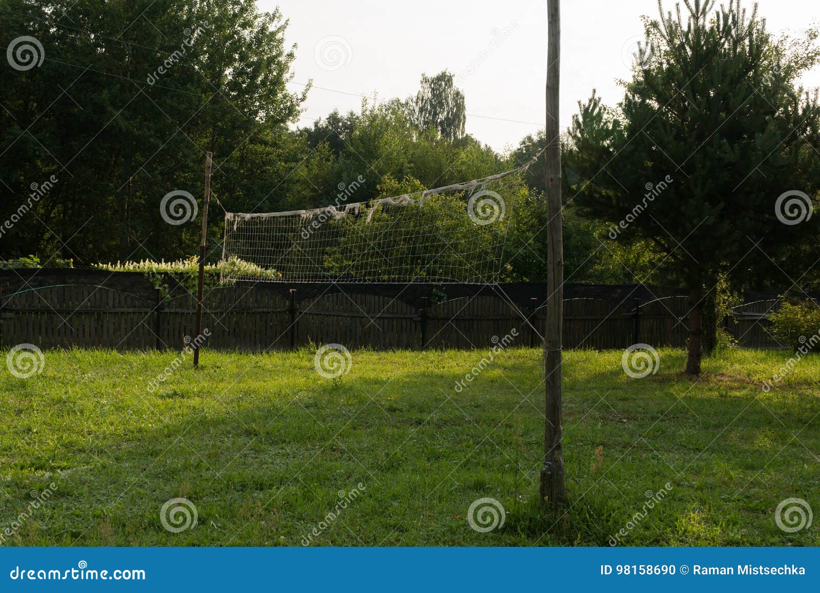 An Old Volleyball Net on a Country Plot Stock Photo - Image of blue ...