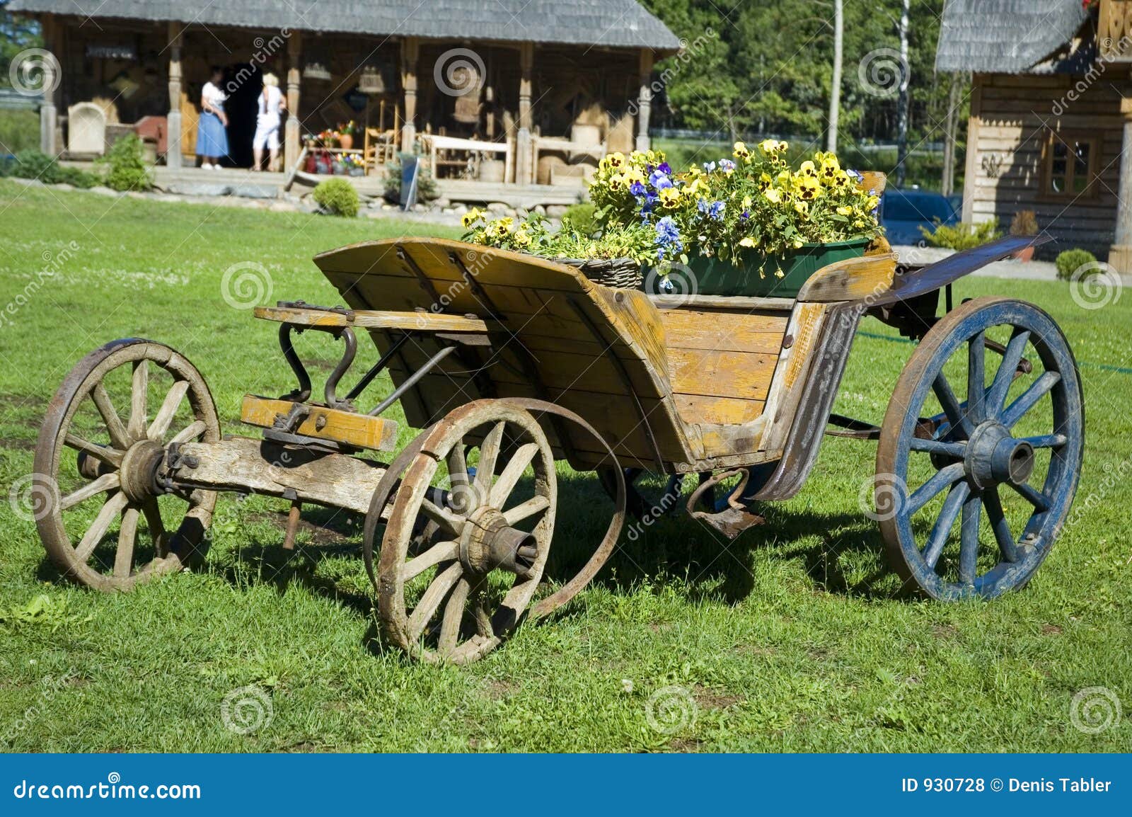 Old wag with flowers stock photo. Image of wagon, century - 930728