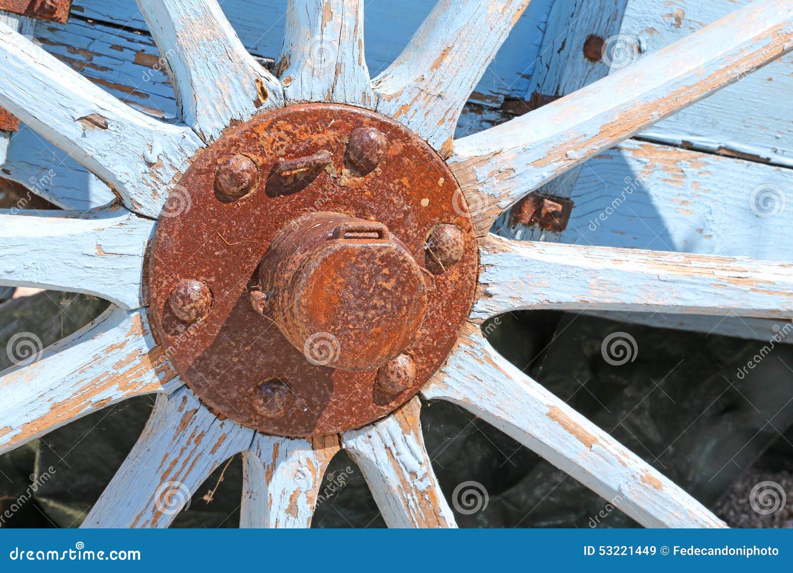 Old Wagon Wheel of Wood with Rusty Hub Stock Image - Image of rusty ...