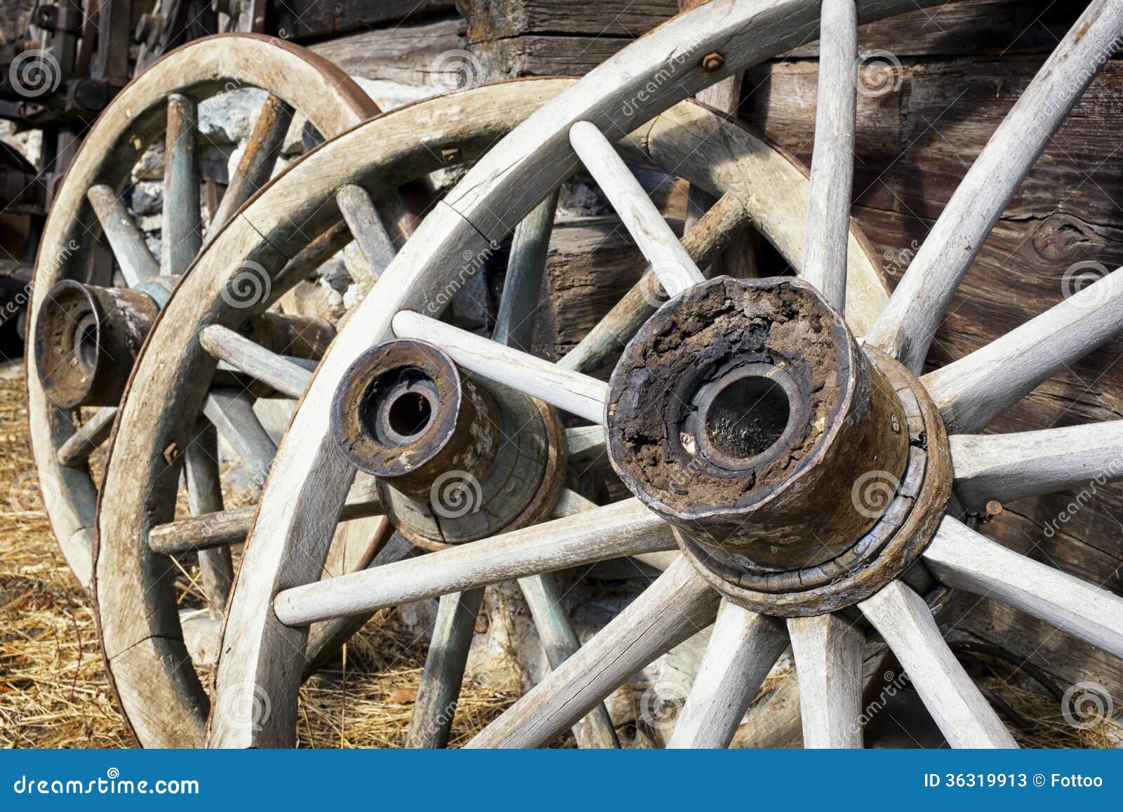 Old wagon wheels stock image. Image of rustic, view, sunlight - 36319913