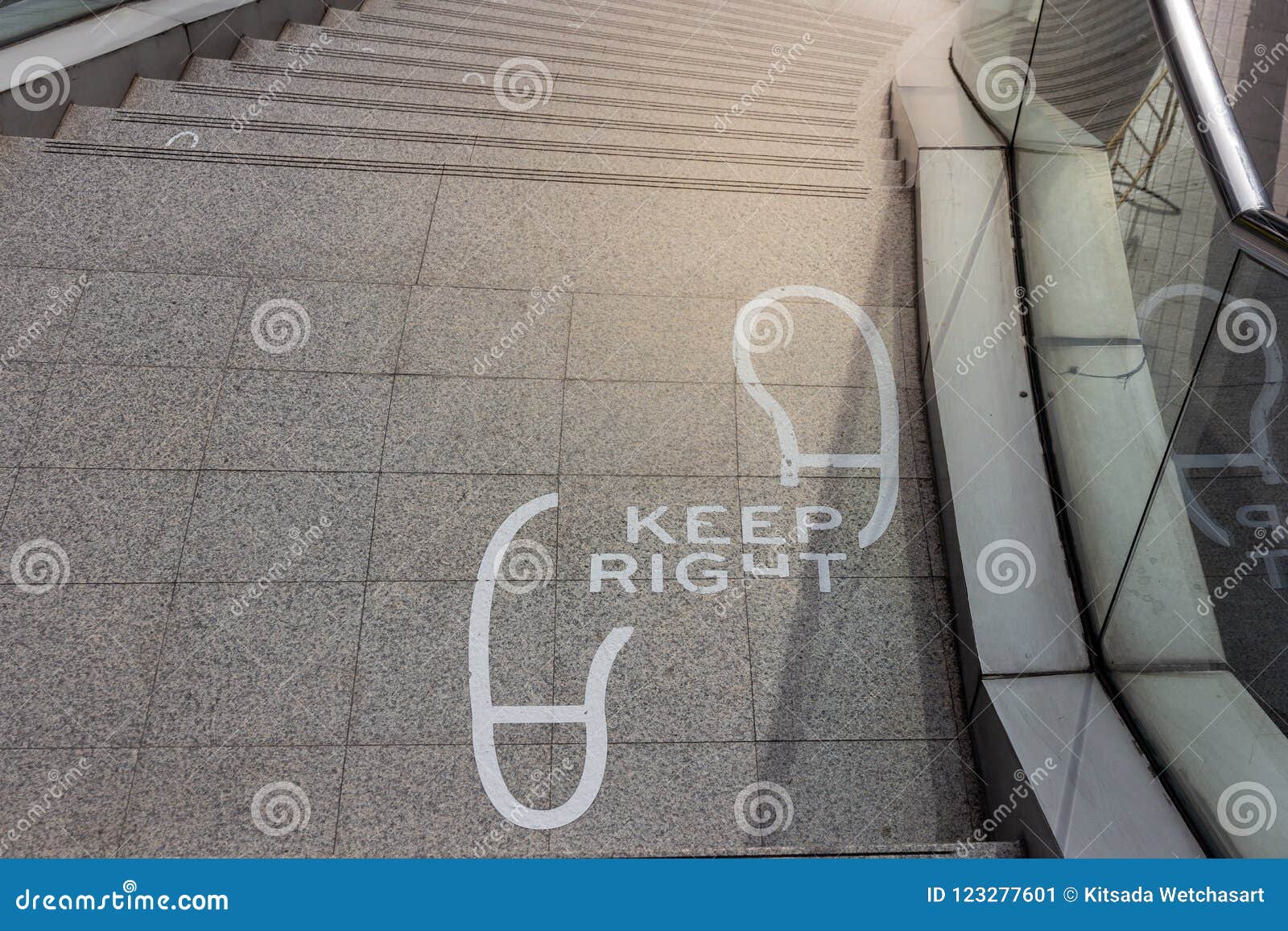 Old Walkway Sign To Keep Right on Floor Stock Image - Image of paint ...