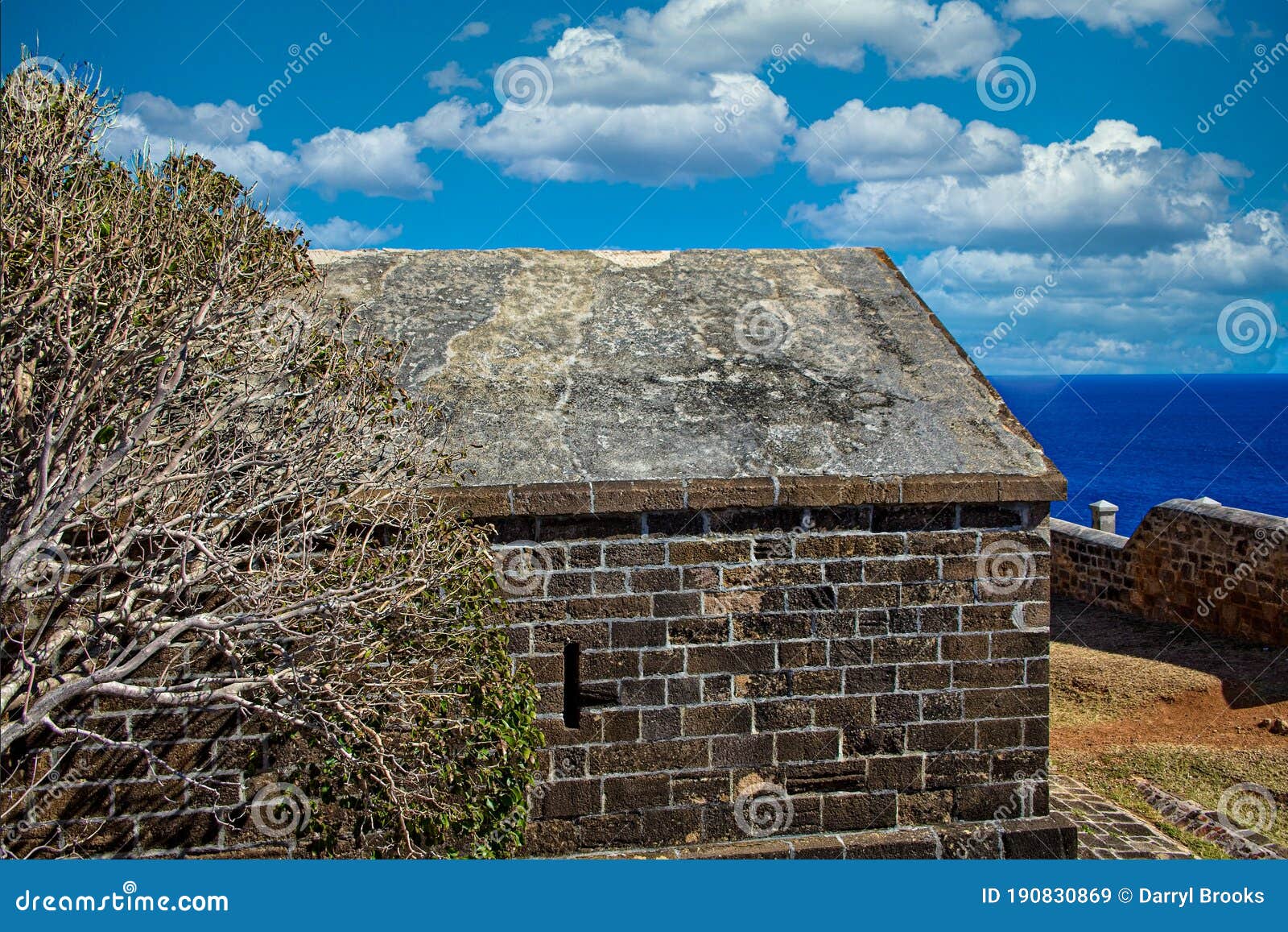 Old Brick Shed Above Ocean stock image. Image of tropical - 190830869