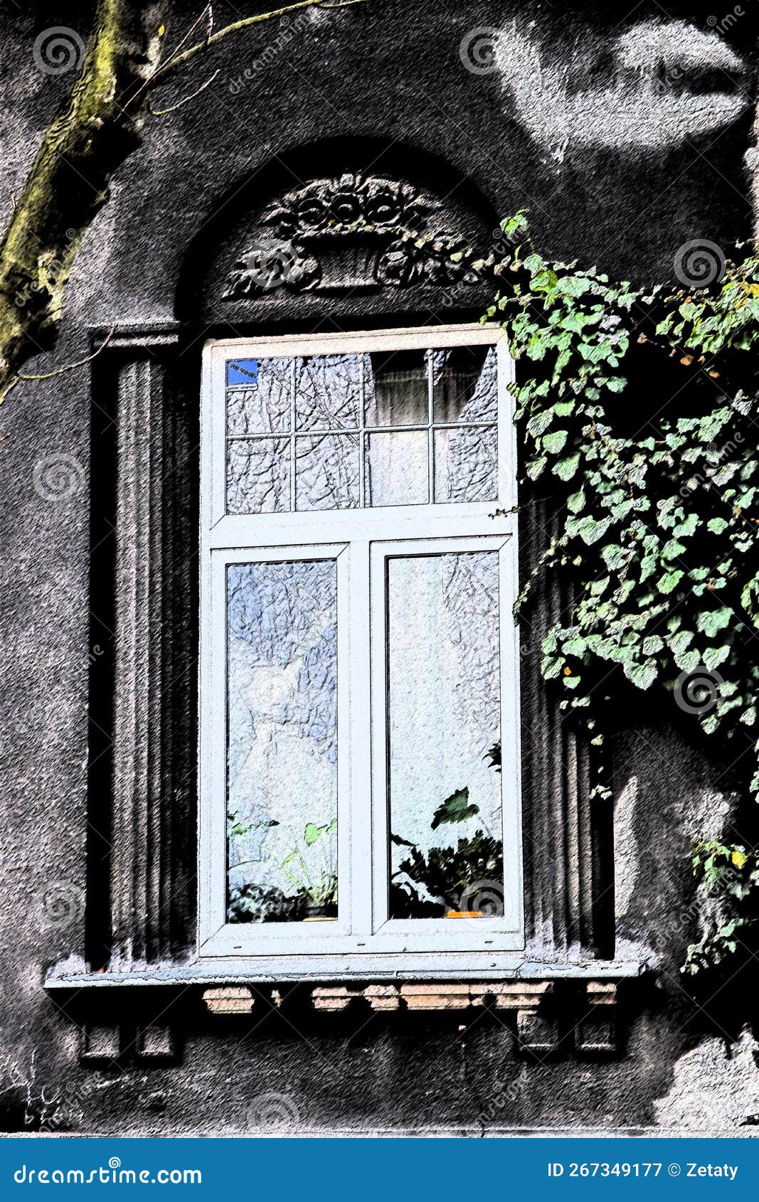 Old Wall Architecture Wih Windows Stock Image - Image of facade, color ...