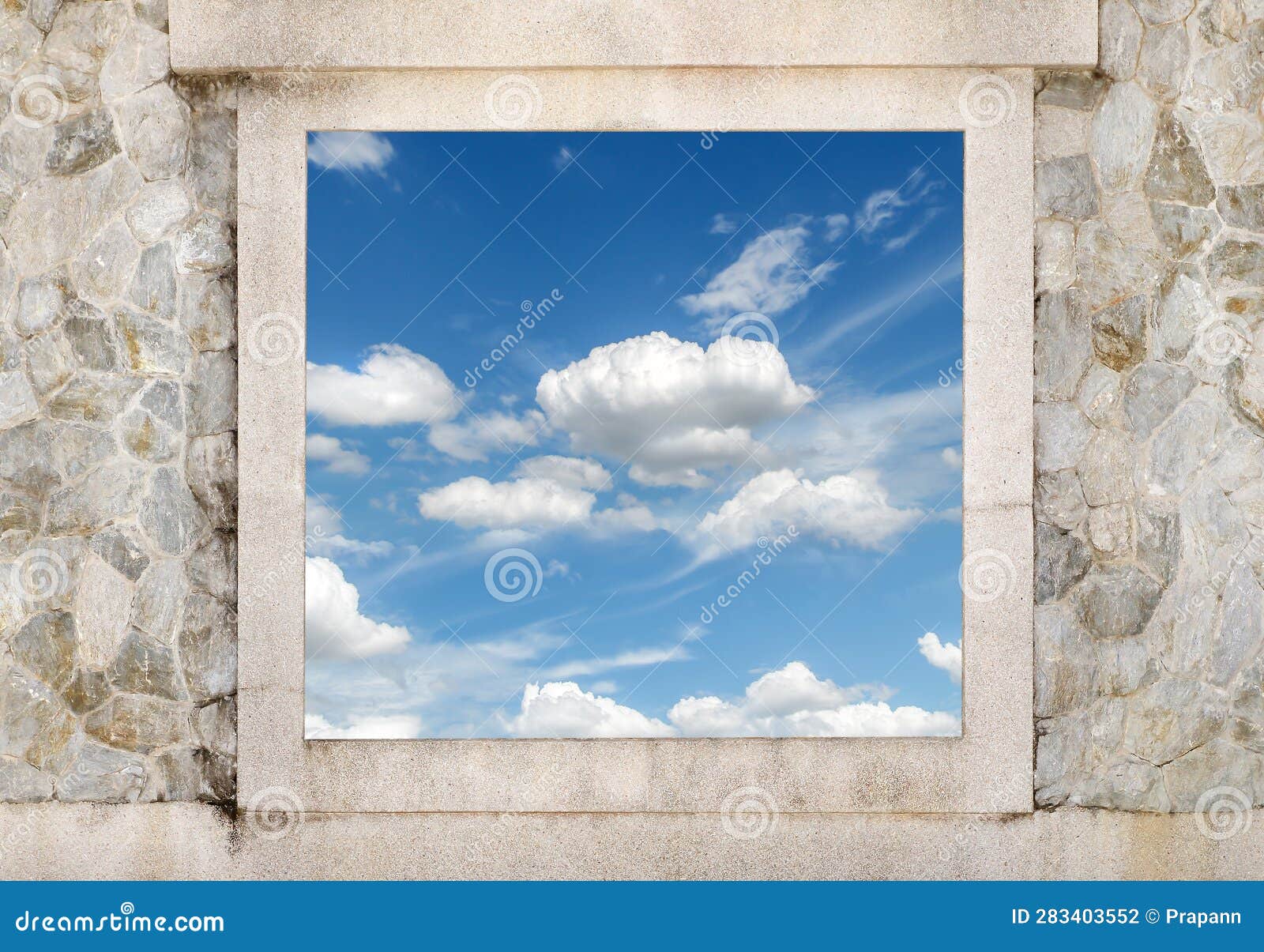 Old Wall with Blue Sky Window Stock Photo - Image of blue, abstract ...