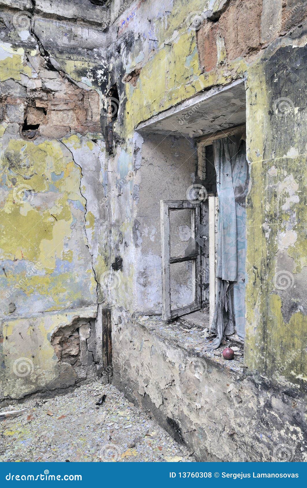 Old wall in broken house stock photo. Image of paint - 13760308