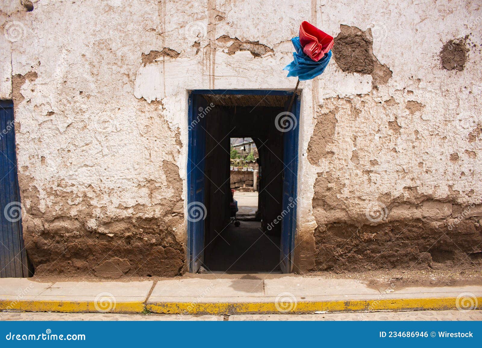 Old Wall of a Building with Open Doors. Stock Photo - Image of ...