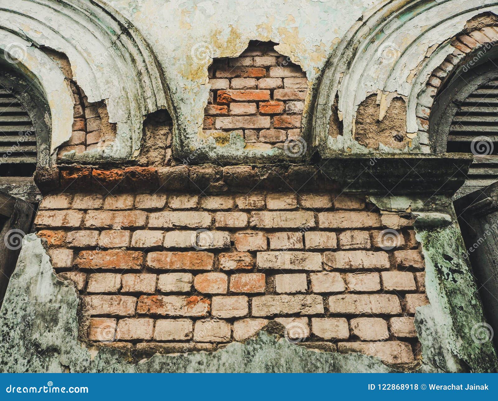 Old brick wall in myanmar stock photo. Image of construction - 122868918