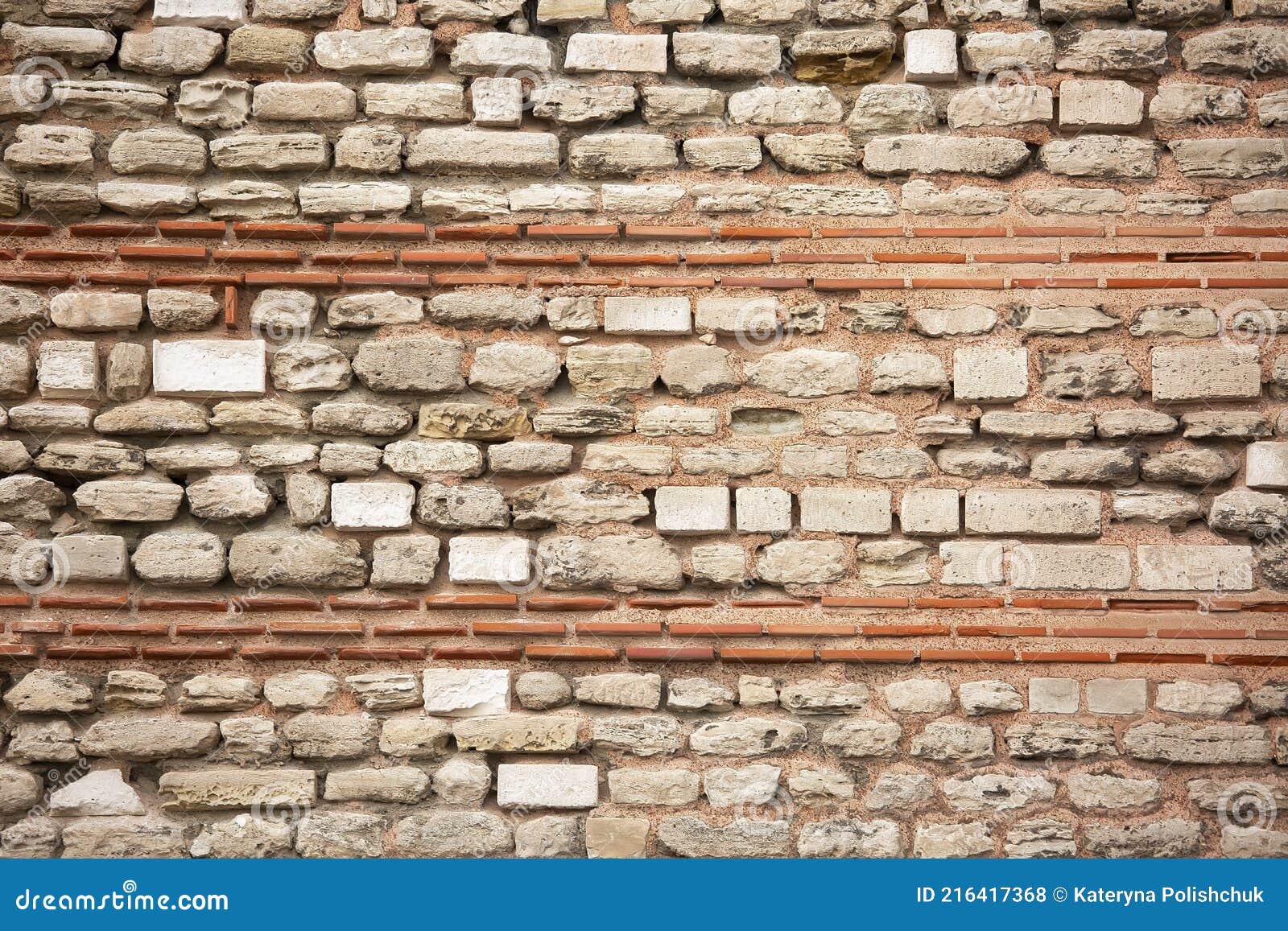 Old Wall Built of Brick and Stone, Historic Background Stock Photo ...