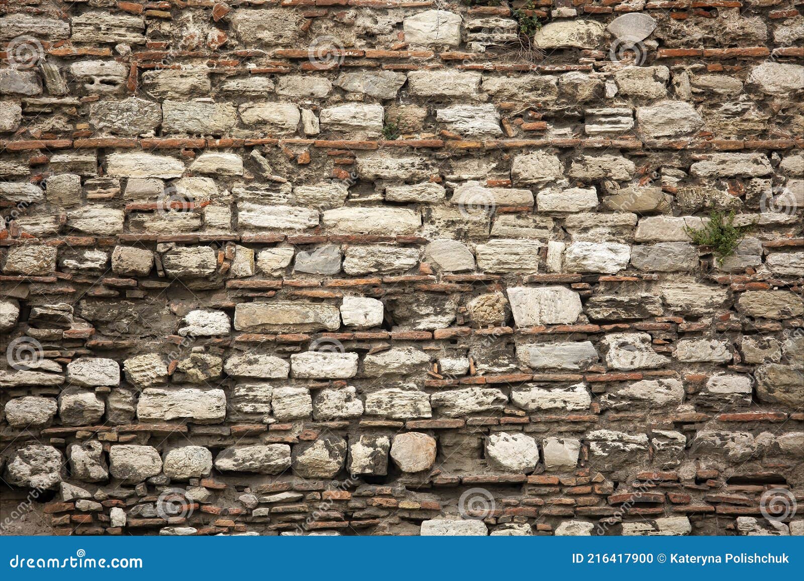 Old Wall Built Of Brick And Stone, Historic Background Stock Photo ...