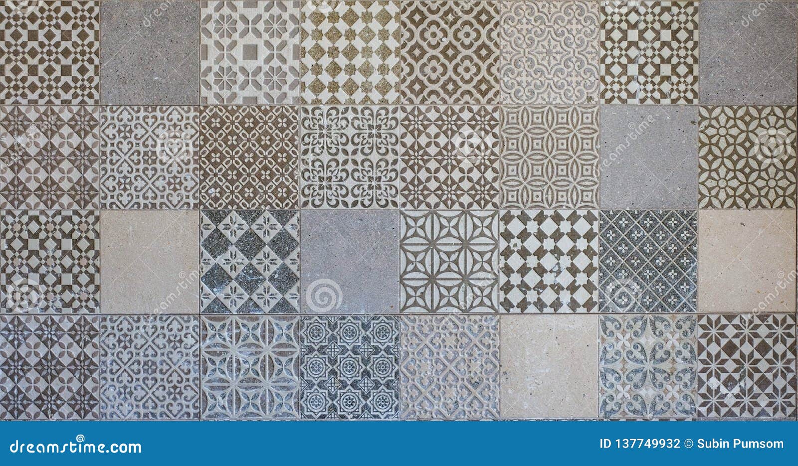 Old Wall Ceramic Tiles Patterns Handcraft Stock Photo - Image of ...