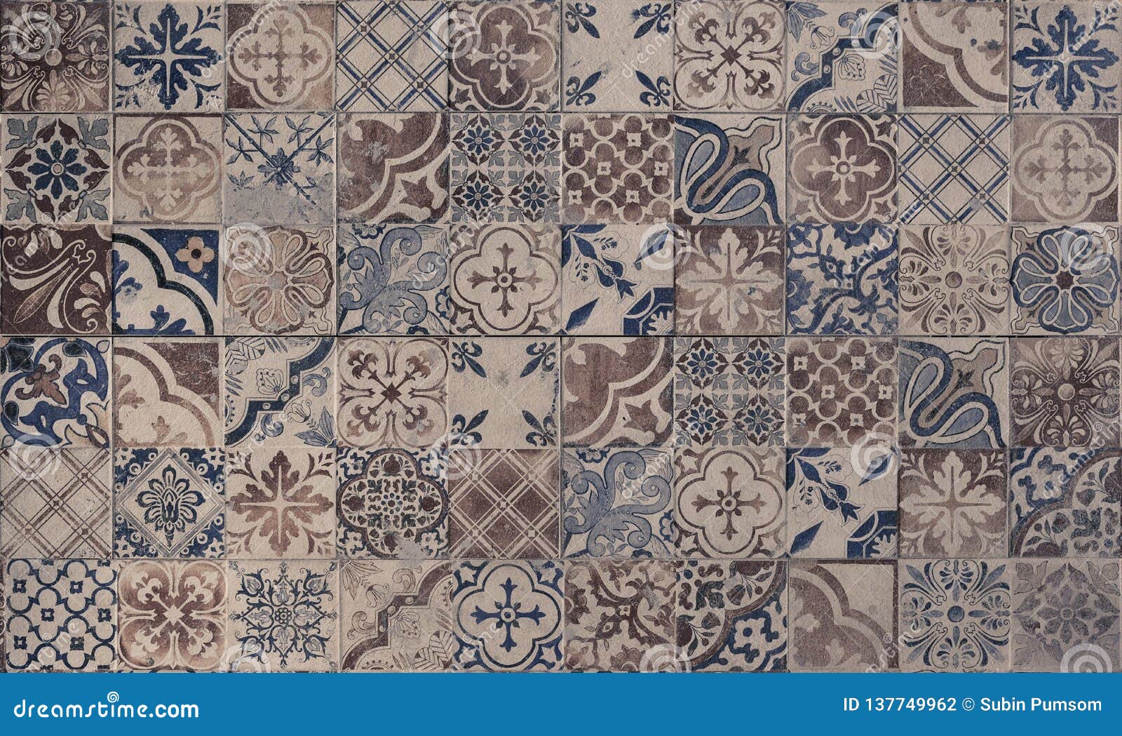 Old Wall Ceramic Tiles Patterns Handcraft Stock Photo - Image of detail ...