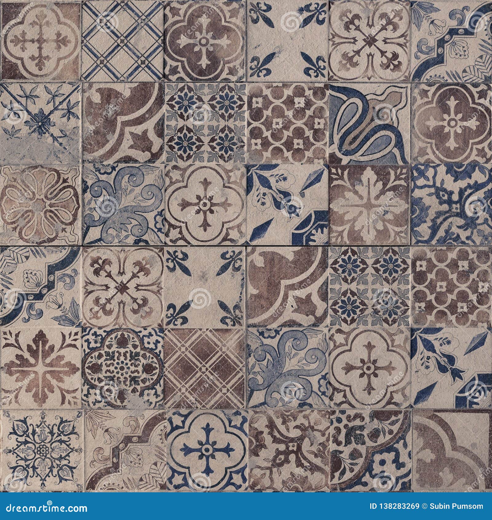 Old Wall Ceramic Tiles Patterns Handcraft Stock Image - Image of ...