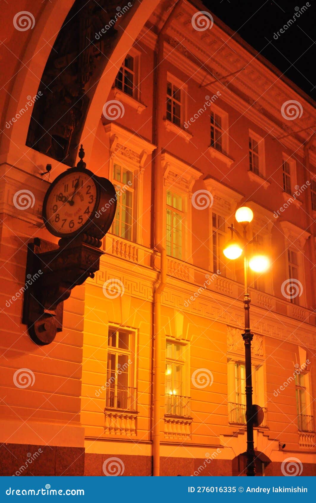 Old Wall Clock in Arch in the Evening Stock Image - Image of retro ...