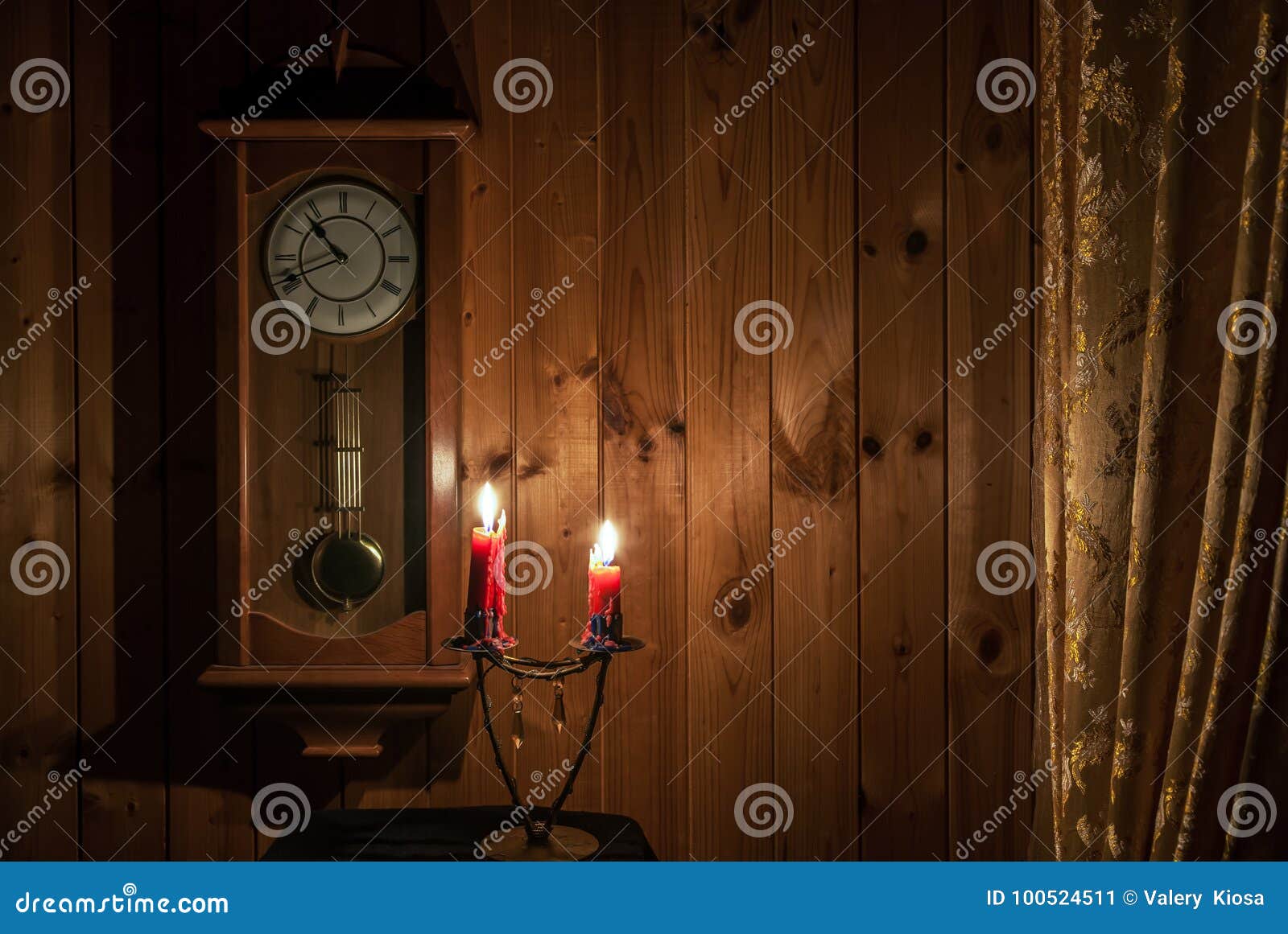 Old wall clock and candles stock image. Image of celebration - 100524511