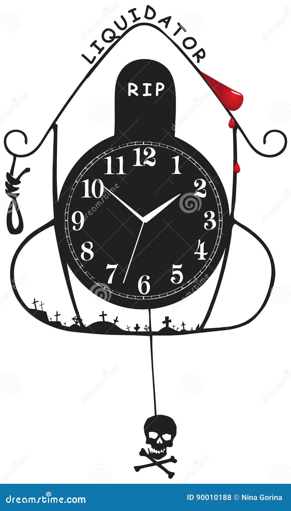Old wall clock Liquidator stock vector. Illustration of symbol - 90010188