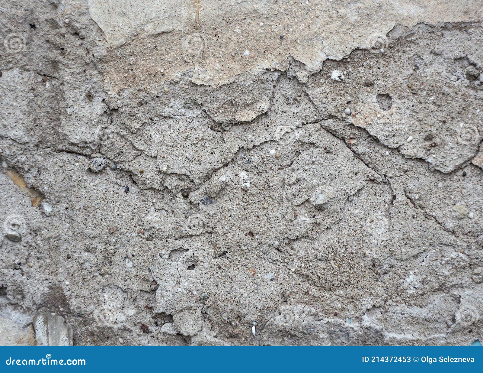 Cracked And Crumbling Concrete And Stone Aggregate Wall Texture Painted ...