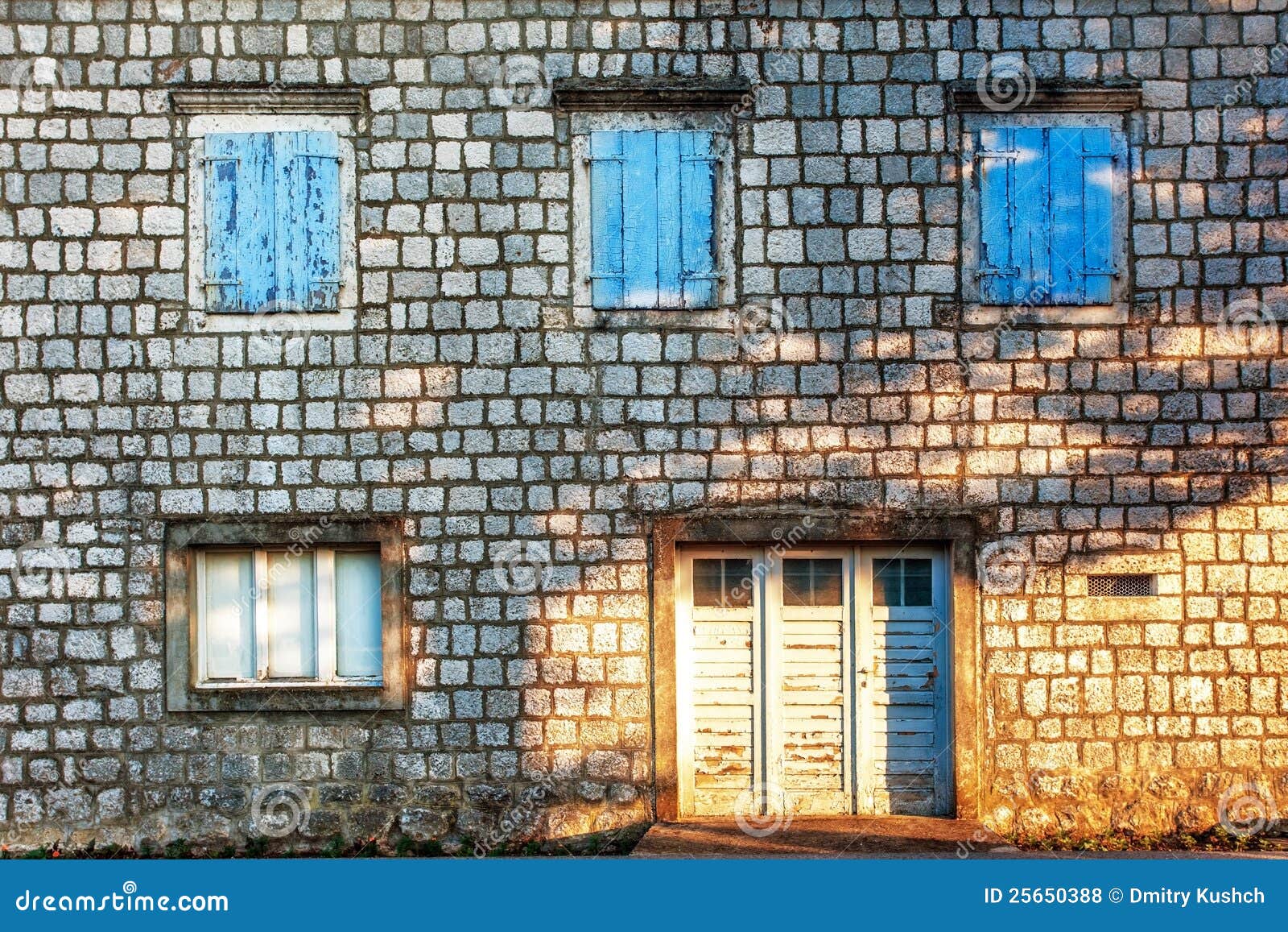 Old Wall with Door and Windows Stock Photo - Image of design, home ...
