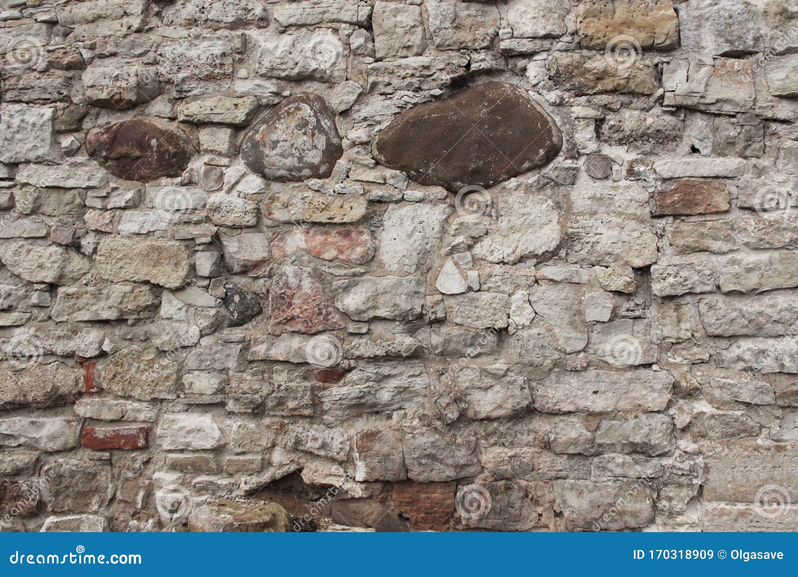 Old Wall Made of Rocks. Medieval Surface Made of Bricks Stock Image ...