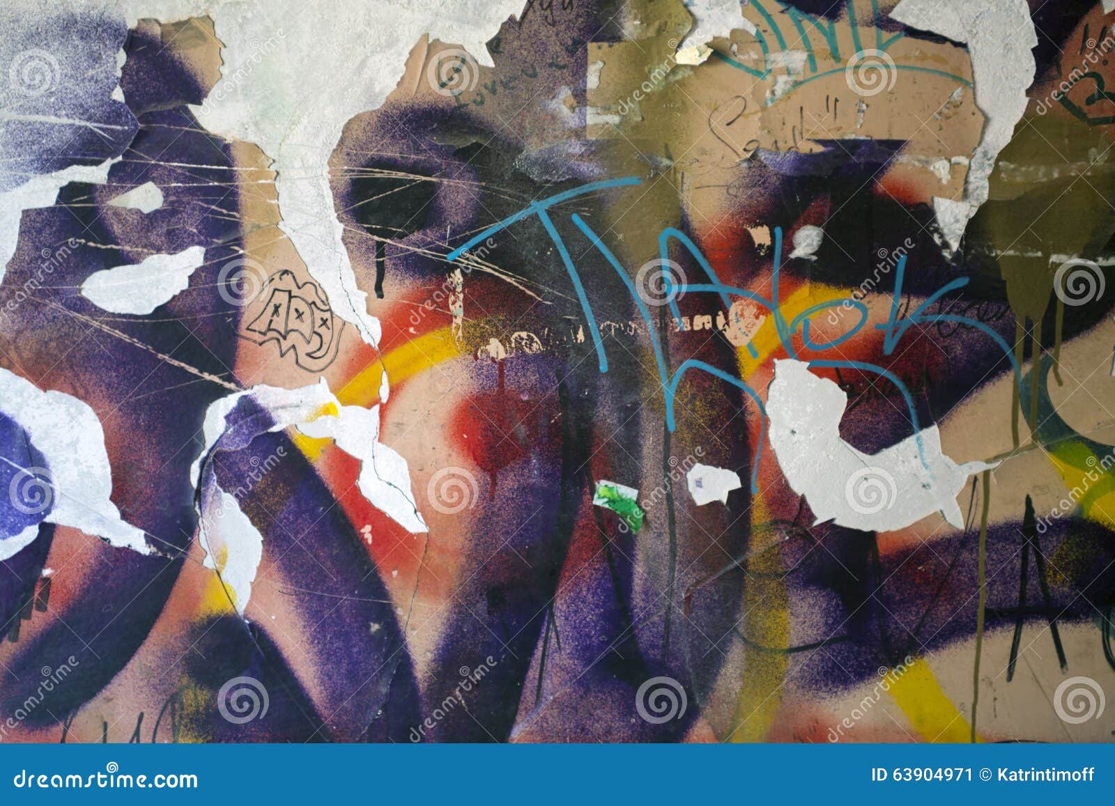 Old Wall with Multi-colored Graffiti Editorial Photo - Image of painted ...